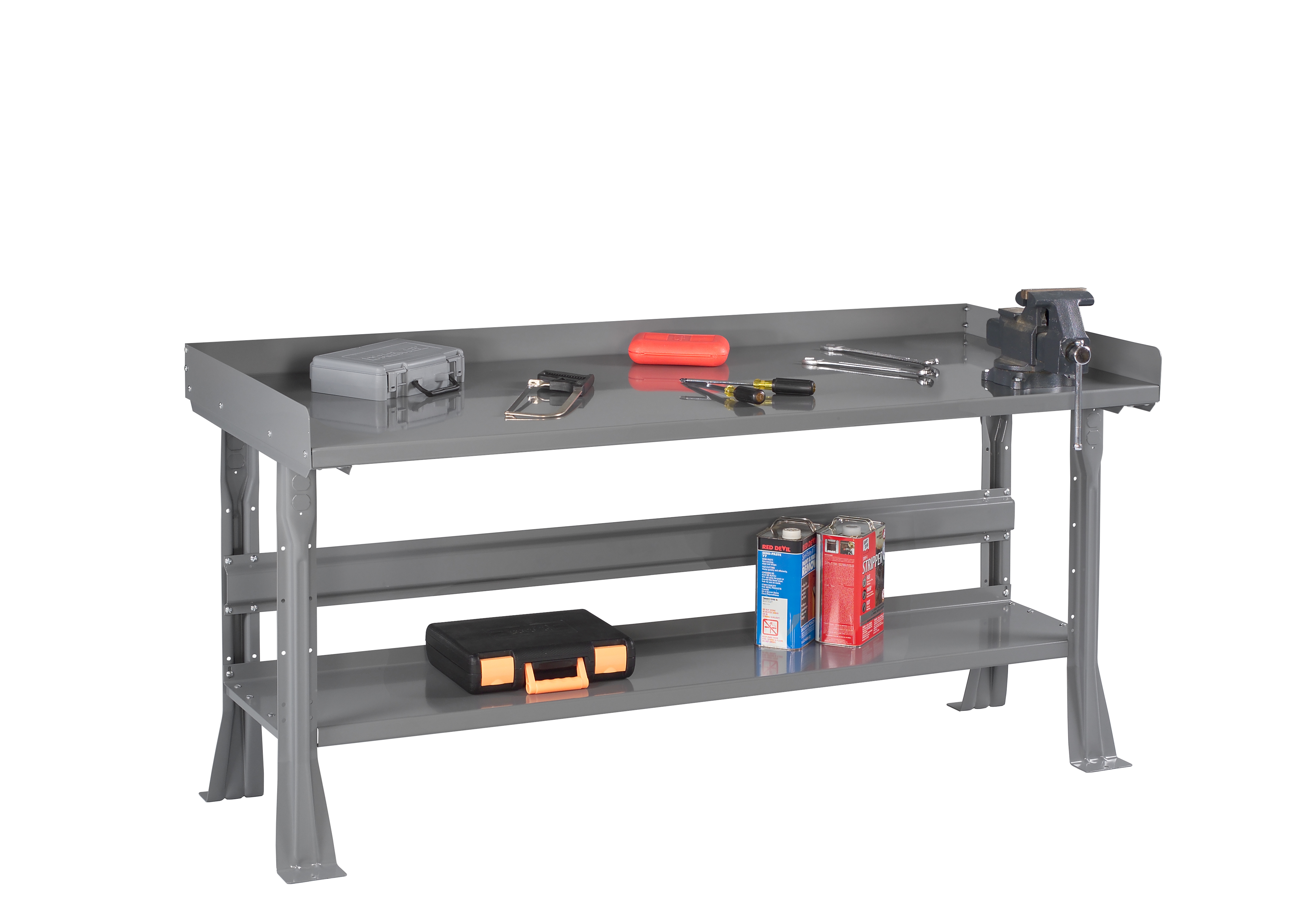 Tennsco - Storage Made Easy - Flared Leg Workbench with Steel Top ...